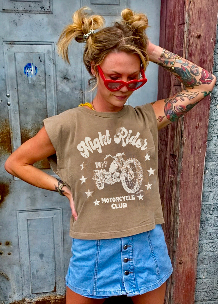 Night Rider Boxy Midriff Muscle top – Country Deep