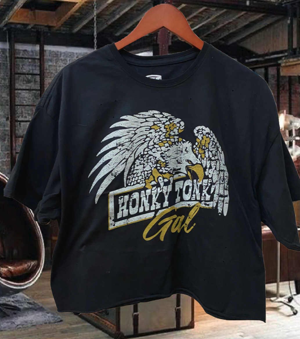 Honky Tonk Gal Oversized Cropped T- shirt – Country Deep
