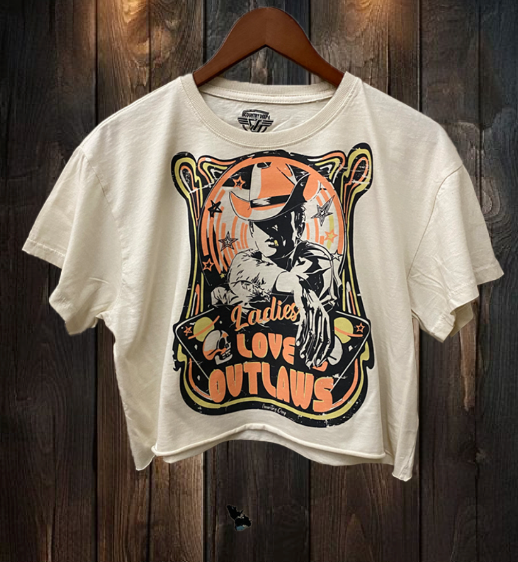 Ladies Love Outlaws Vintage Relaxed Crop T-shirt – Country Deep