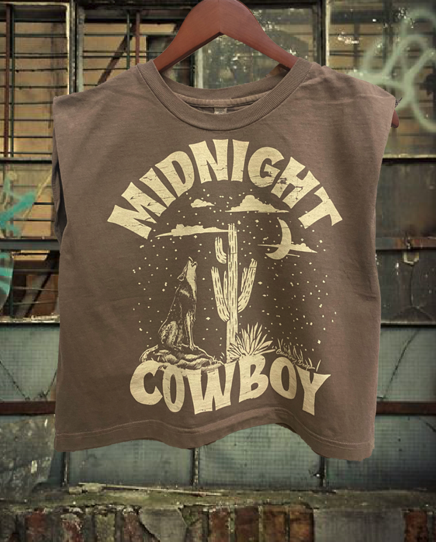 Midnight Cowboy Boxy Midriff Muscle top – Country Deep