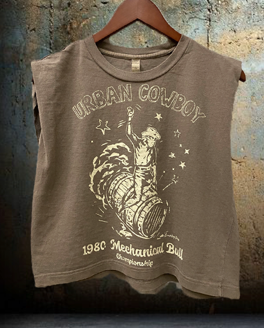 Urban Cowboy Boxy Midriff Muscle top – Country Deep
