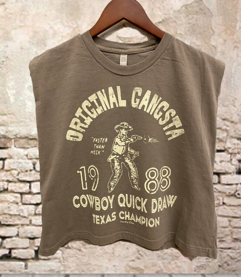 Original Gangsta Boxy Midriff Muscle top – Country Deep